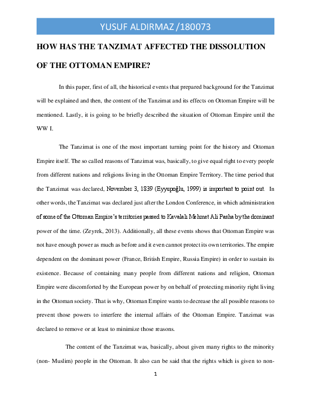 (PDF) TANZIMAT and Ottoman Empire