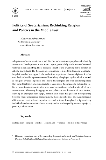 (PDF) Sectarianism and the prevalence of ‘othering’ in Islamic thought ...