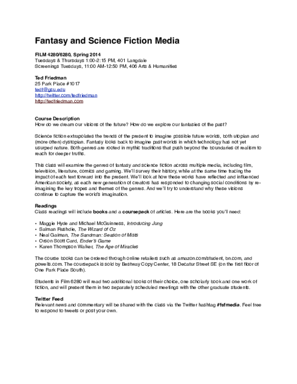 (PDF) Fantasy & Science Fiction Media