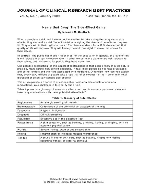 (PDF) Name that Drug! The Side-Effect Game