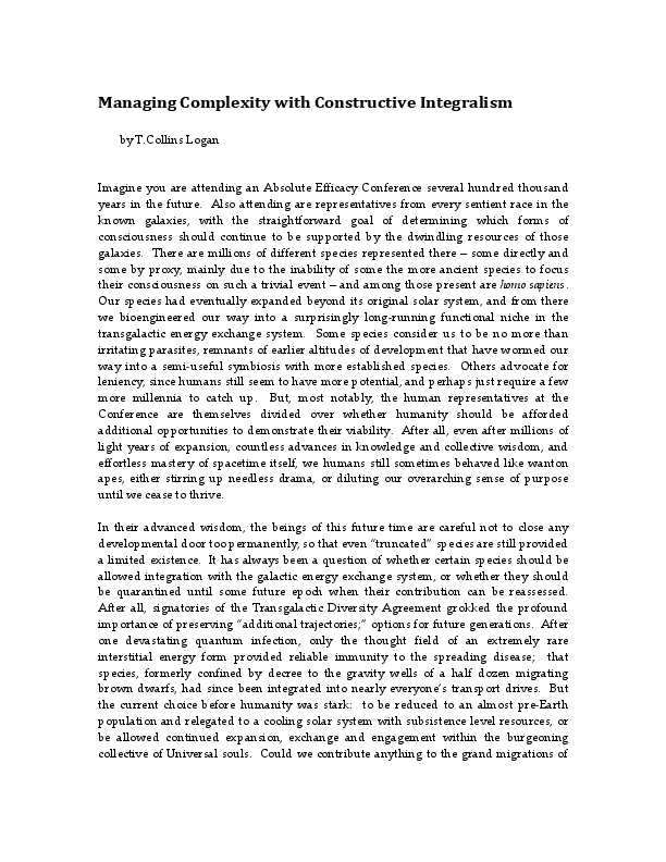 (PDF) Managing Complexity with Constructive Integralism