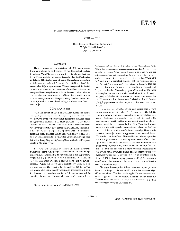 Pdf Order Recursive Parametric Bispectrum Estimation Arnab Shaw