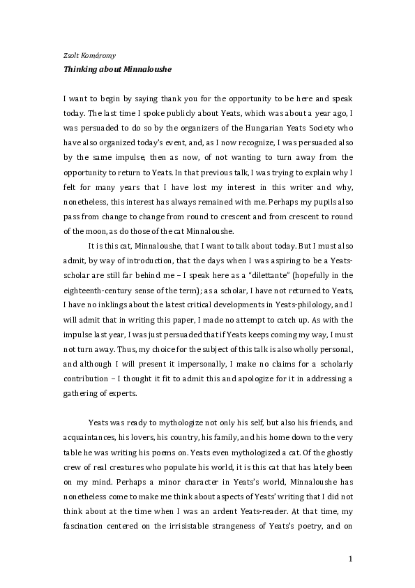 (PDF) Thinking about Minnaloushe | Zsolt Komaromy - Academia.edu