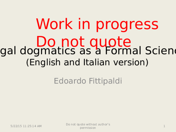 (PPT) Legal Dogmatics as a Formal Science [May22,2015 ]