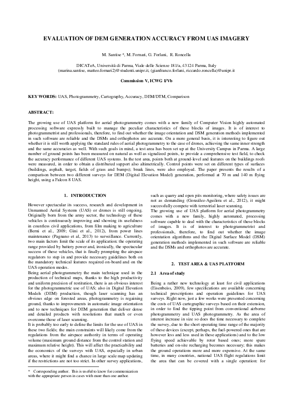 (PDF) EVALUATION OF DEM GENERATION ACCURACY FROM UAS IMAGERY