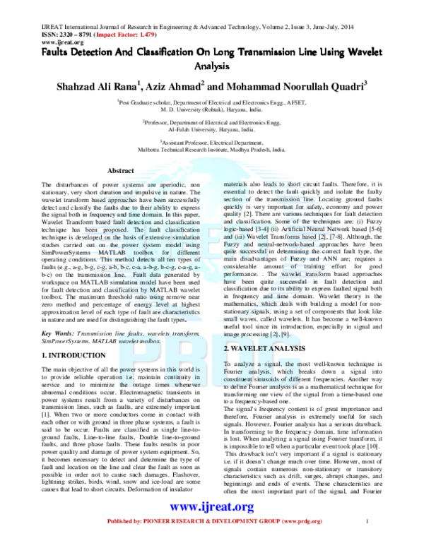 Pdf Faults Detection And Classification On Long Transmission Line