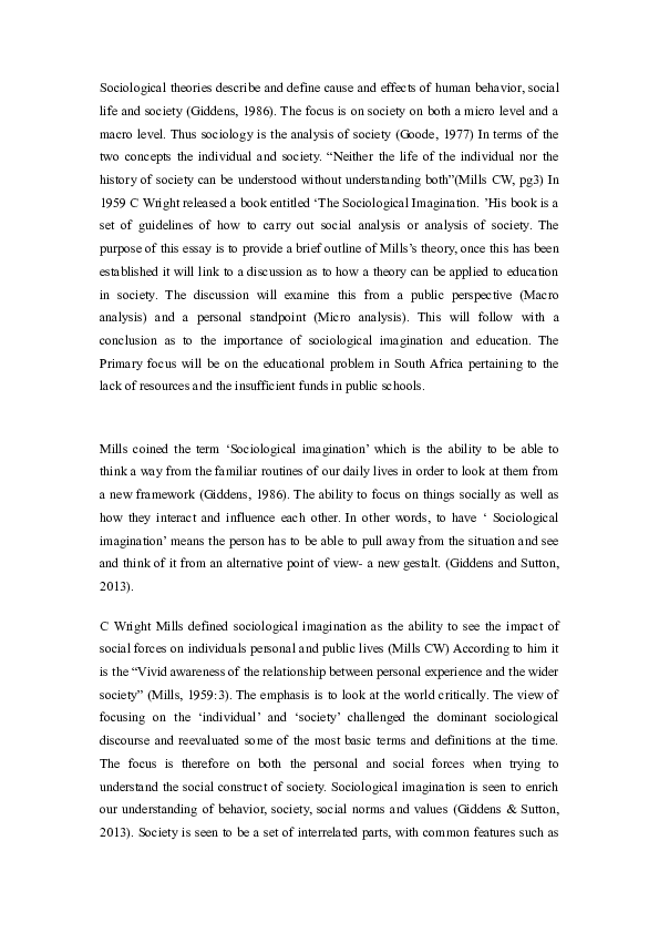 (DOC) Sociology essay