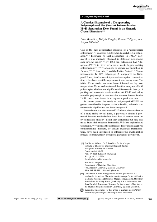 (PDF) A Classical Example of a Disappearing Polymorph and the Shortest ...
