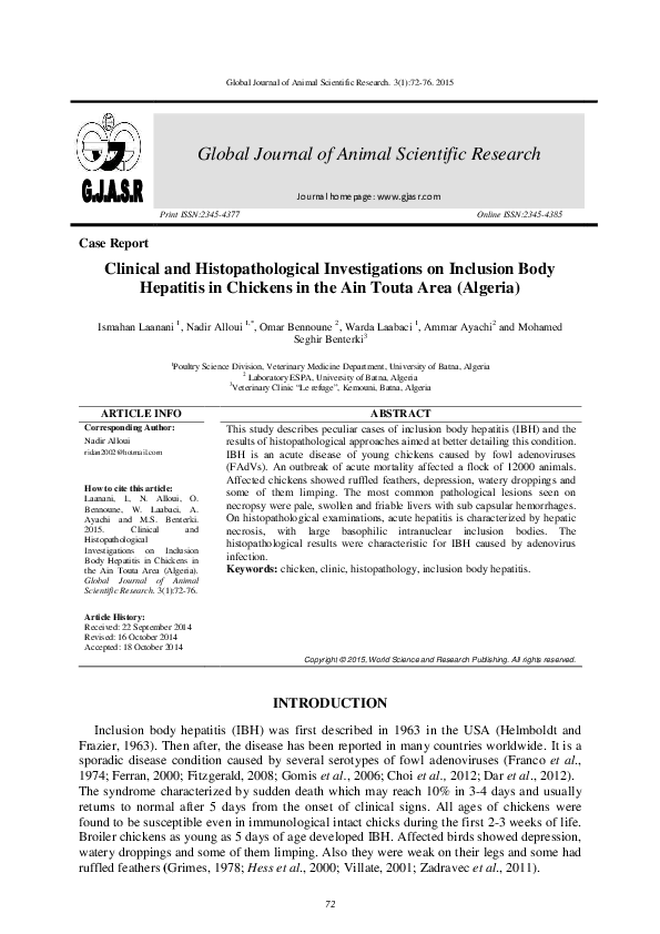 (PDF) Clinical and Histopathological Investigations on Inclusion Body ...