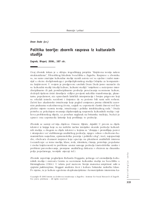 (PDF) Dean Duda (ur.): Politika teorije: zbornik rasprava iz ...