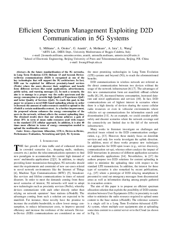 Pdf Efficient Spectrum Management Exploiting D2d Communication In 5g