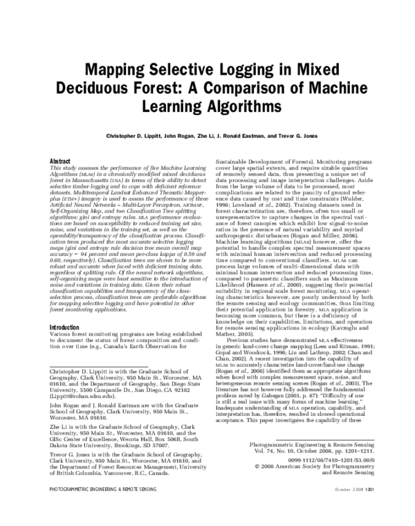 (PDF) Mapping Selective Logging in Mixed Deciduous Forest: A Comparison of Machine Learning ...