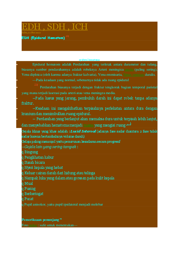 (DOC) edh, ich, sah, brain hematoma
