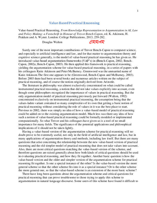 (PDF) Value-Based Practical Reasoning