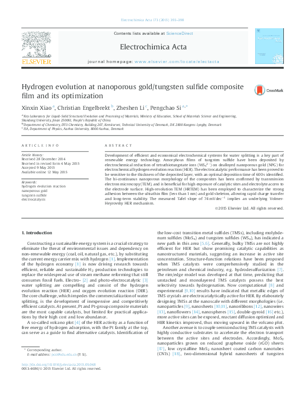 (PDF) Hydrogen evolution at nanoporous gold/tungsten sulfide composite ...