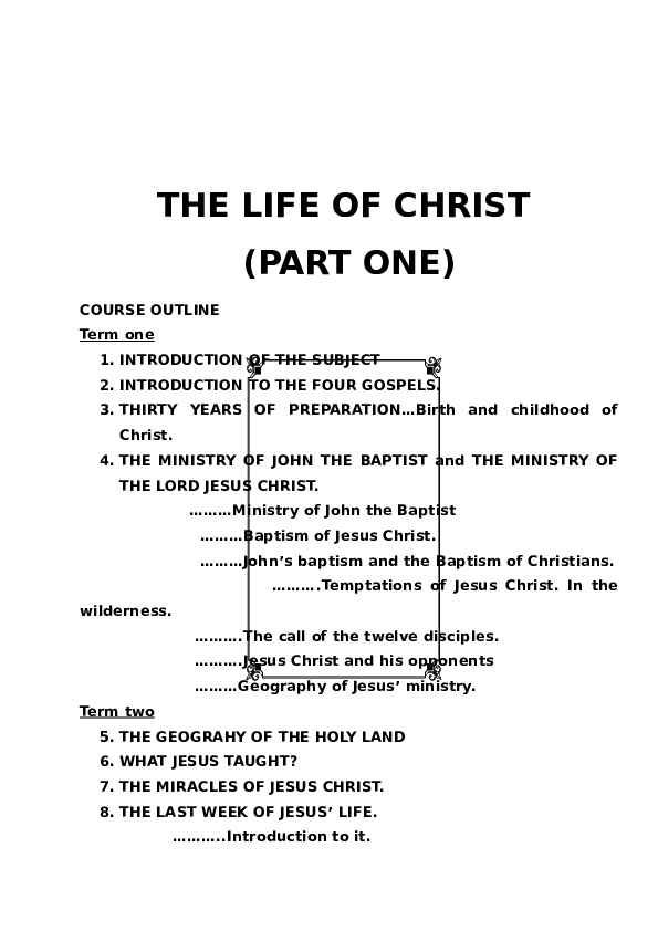 (DOC) Life of Christ notes