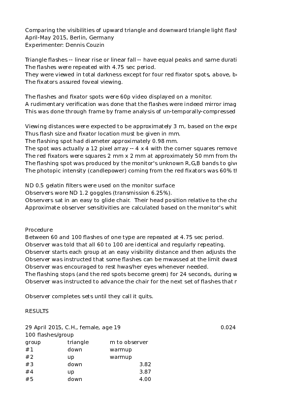 (XLS) Two triangle flash experiment