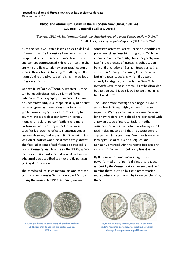 (PDF) Blood and Aluminium: Coins in the European New Order, 1940-1944