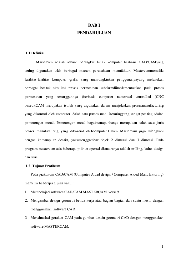 Pdf Laporan Praktikum Cad Cam