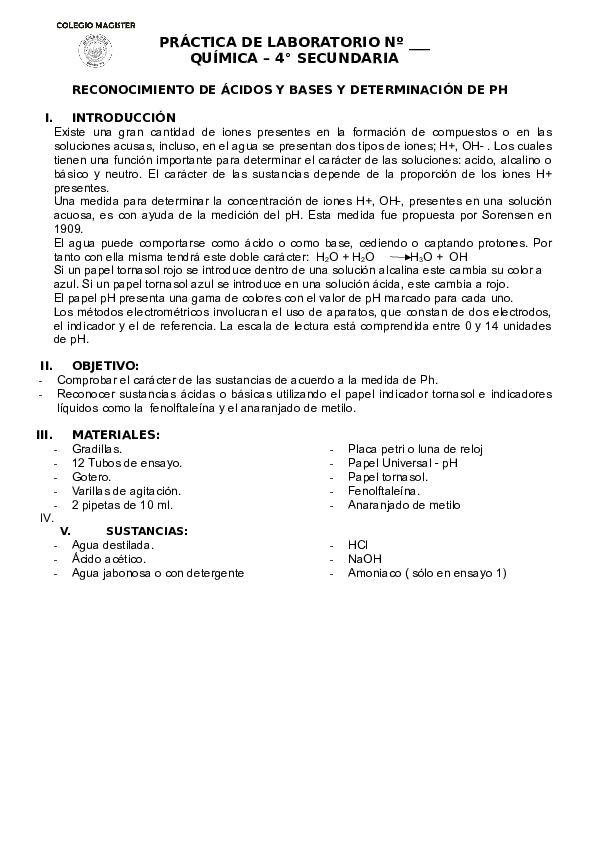 (DOC) practica de laboratorio pH