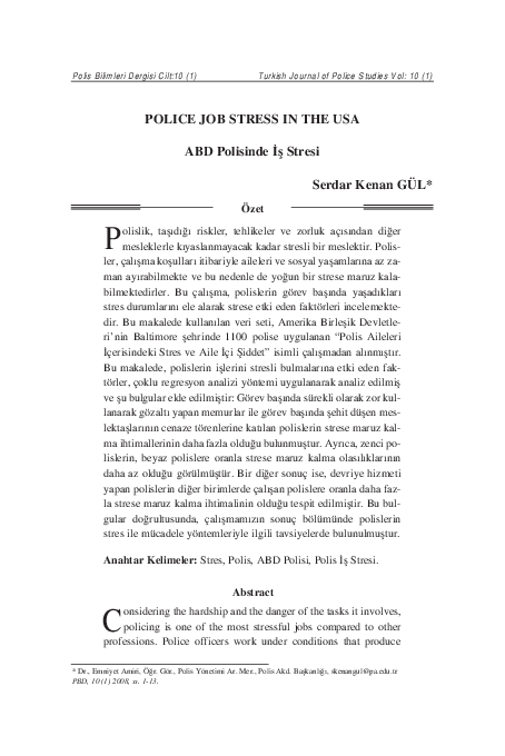(PDF) POLICE JOB STRESS IN THE USA