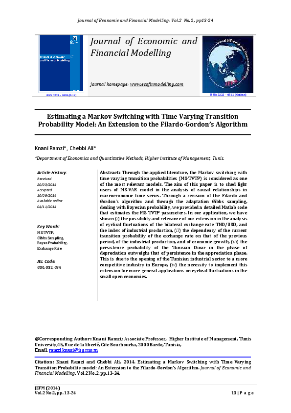Pdf Estimating A Markov Switching With Time Varying Transition
