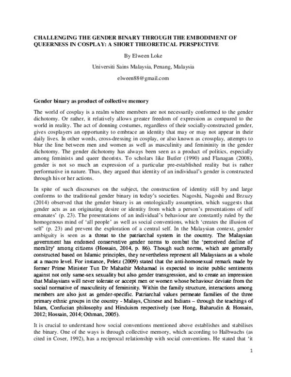 (PDF) Challenging gender binary through the embodiment of queerness in ...