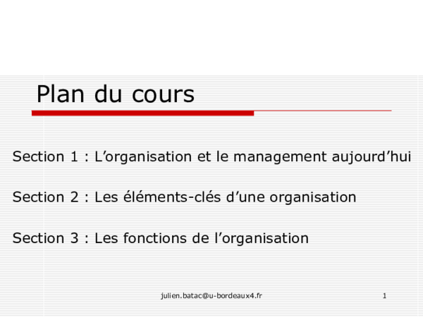 (PPT) Cours Management des organisations