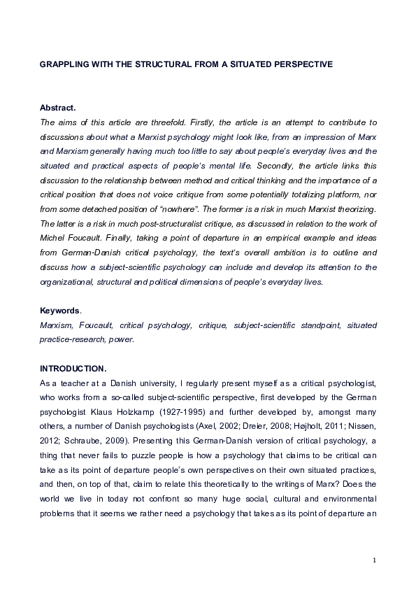 (PDF) Grappling with the structural from a situated perspective