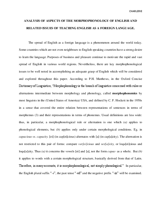 (PDF) Aspects of English Morphology & TESOL