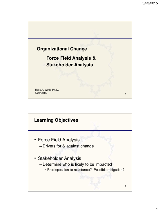 (PDF) Force field analysis & stakeholder analysis | Dr. Ross Wirth ...