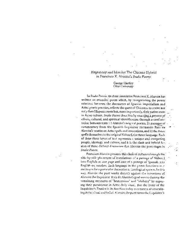(PDF) Hegemony and Identity: The Chicano Hybrid in Francisco X. Alarcón ...