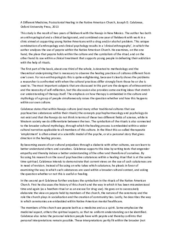 Book Review: A Different Medicine by Joseph Calabrese | Pieter Stokkink ...