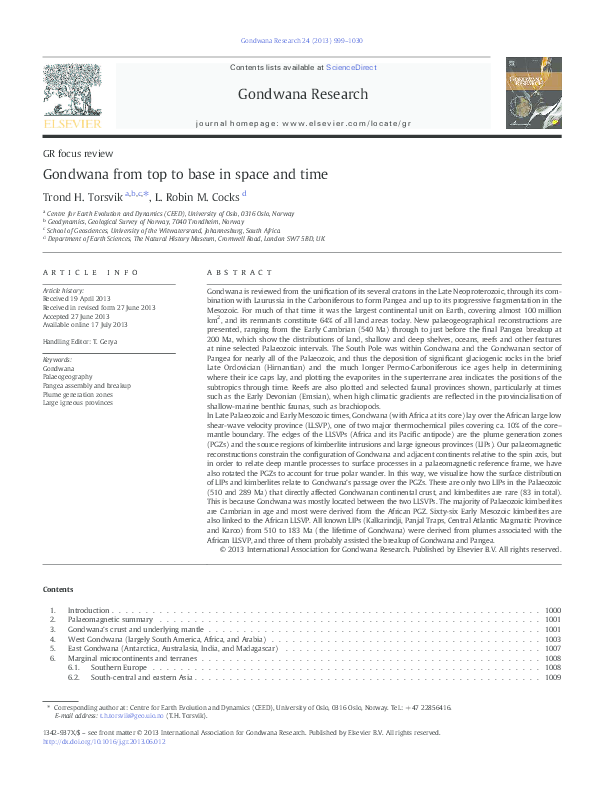 (PDF) Gondwana from top to base in space and time
