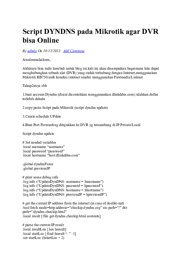 (DOC) Script DYNDNS pada Mikrotik agar DVR bisa Online