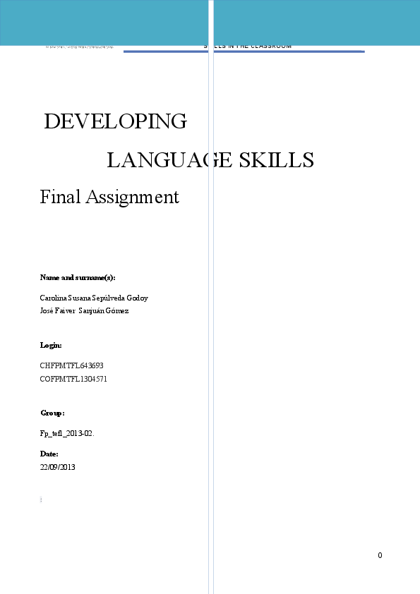 (DOC) DEVELOPING LANGUAGE SKILLS
