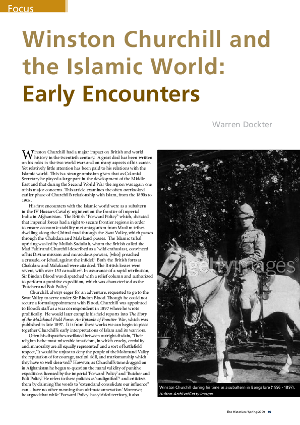 (PDF) Winston Churchill and the Islamic World: Early Encounters