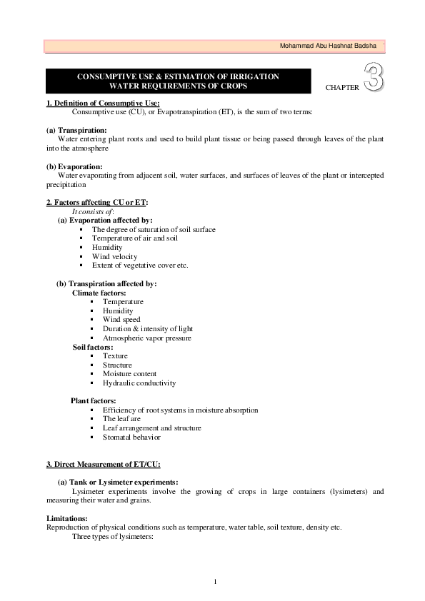 (PDF) LN04_AHB_Consumptive Use and Estimation of Irrigation Water ...