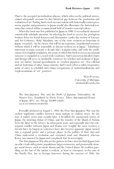 (PDF) The Sino-Japanese War and the Birth of Japanese Nationalism ...