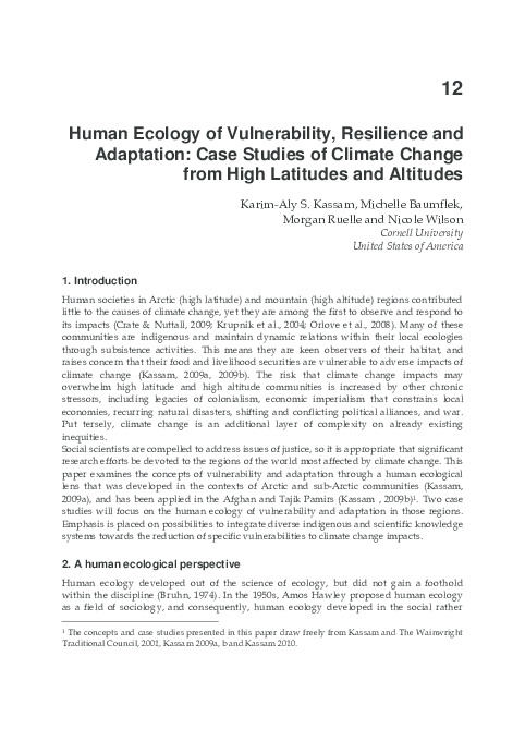 (PDF) Human Ecology of Vulnerability, Resilience, and Adaptation: Case ...