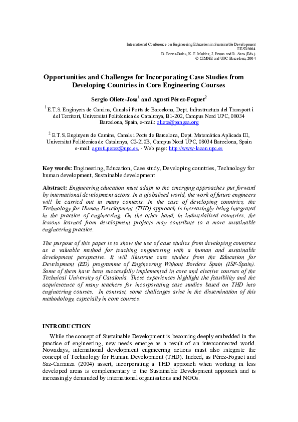 (PDF) Opportunities and Challenges for Incorporating Case Studies from ...