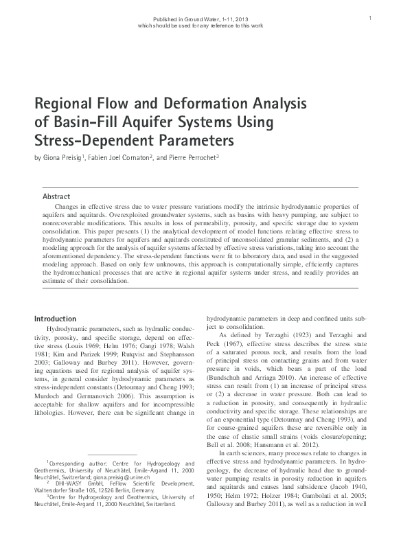(PDF) Regional Flow and Deformation Analysis of Basin-Fill Aquifer ...