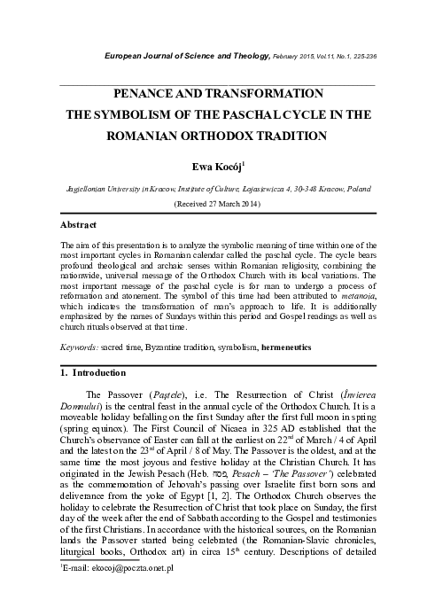 (DOC) Penance and transformation. The symbolism of the paschal cycle in ...