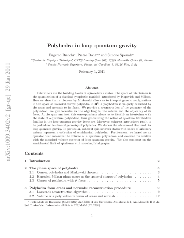 (PDF) Polyhedra in loop quantum gravity