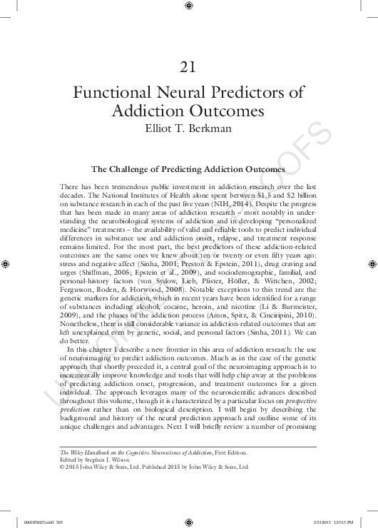 (PDF) Functional neural predictors of addiction outcomes