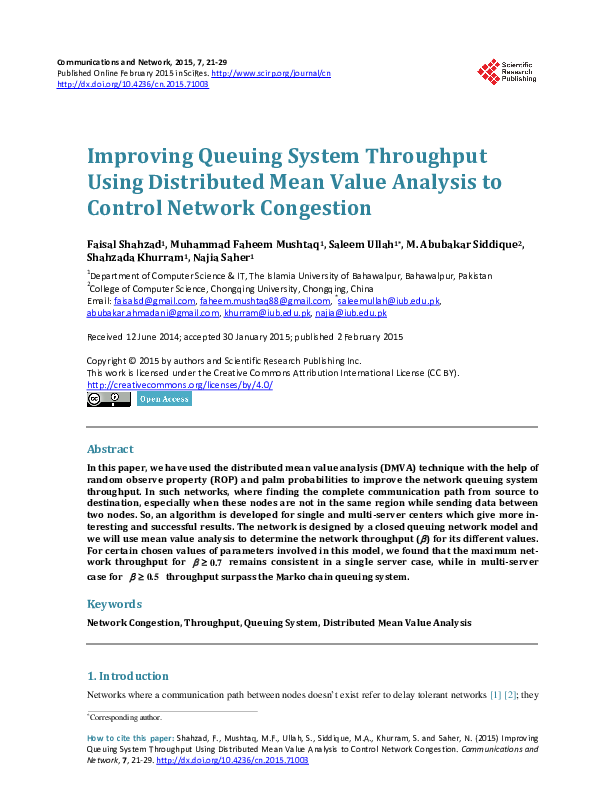 Pdf Improving Queuing System Throughput Using Distributed Mean Value 8951