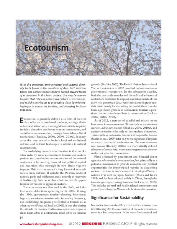 (PDF) Ecotourism in Asia
