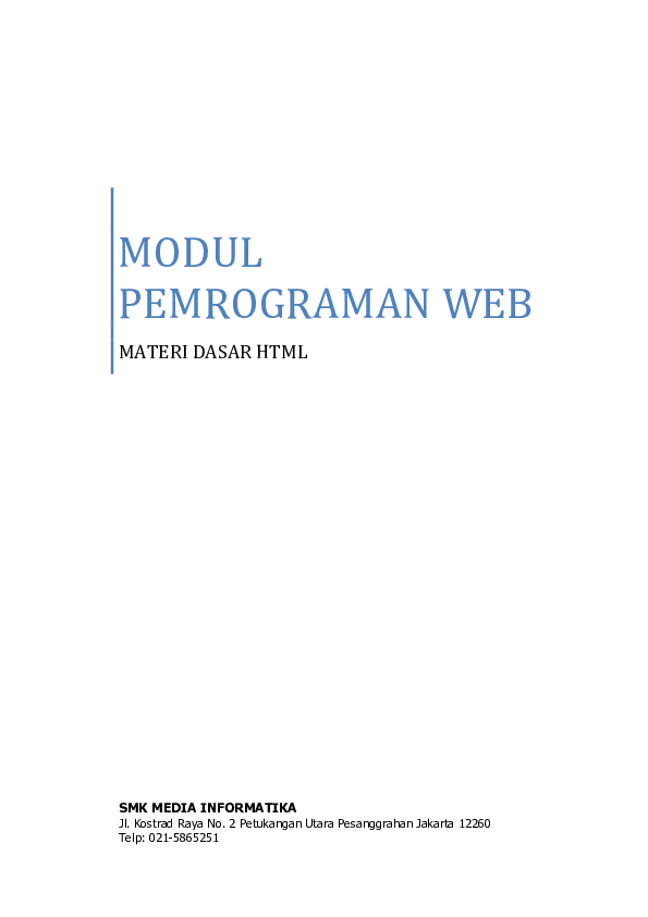(PDF) MODUL PEMROGRAMAN WEB MATERI DASAR HTML SMK MEDIA INFORMATIKA