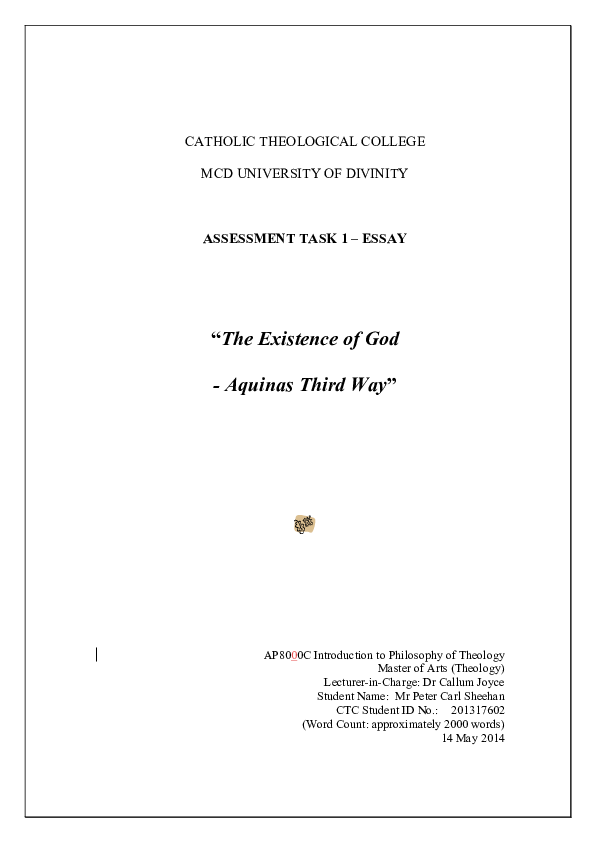 (PDF) Existence of God - Aquinas 3rd Way