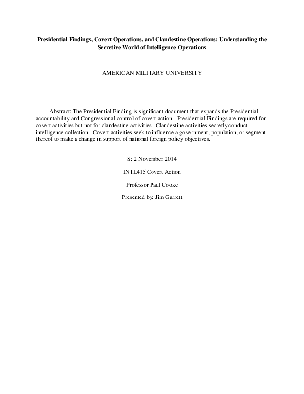 (PDF) Presidential Findings, Covert Operations, and Clandestine ...